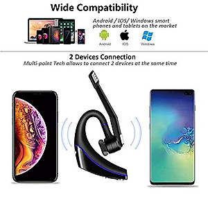 Bluetooth Headset,Wireless Bluetooth V5.0 Earpiece Hands-Free Earphones with Noise Cancellation Mic for Driver/Business/Home/Office/Cell Phones/PC