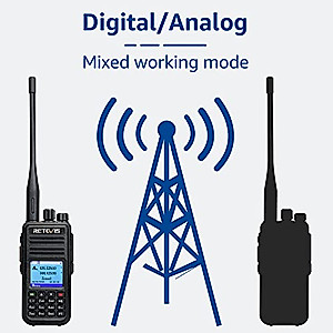 Retevis RT3S Dual Band DMR Radio, Digital Analog 2 Way Radio with GPS APRS, 3000Ch 10000 Contacts 2000mAh, Long Range Handheld Walkie Talkie for Traveling Hiking (Black 1 Pack)