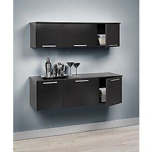 Black Coal Harbor Wall Mounted Hutch, 12.5"D x 47.25"W x 13"H, Black