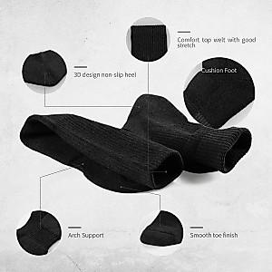 SOX TOWN Unisex Cushioned Crew Training Athletic Socks Men & Women with Combed Cotton Moisture Wicking Breathable Performance(Black M)