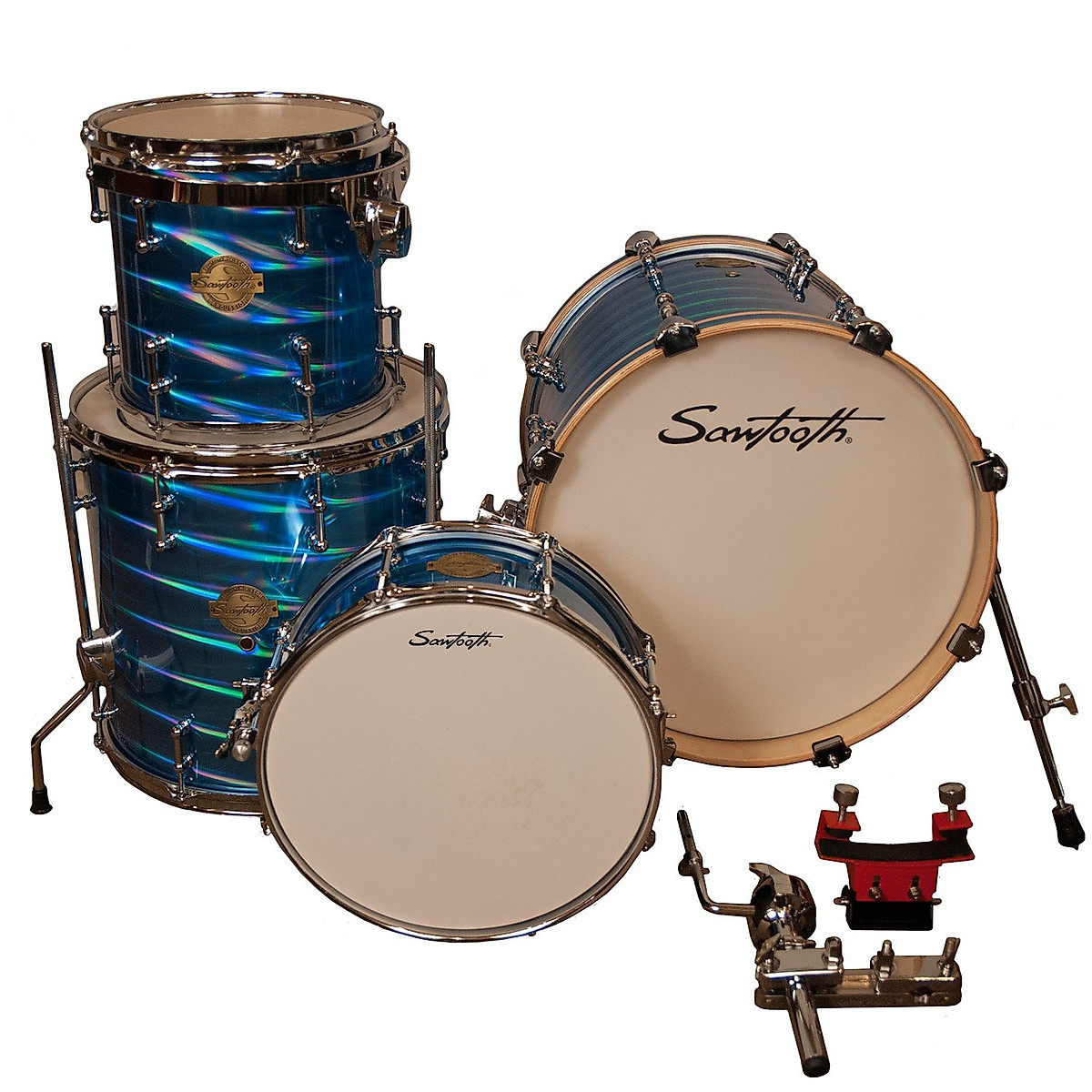 Sawtooth Command Series 4-Piece Shell Pack with 16" Bass Drum, Blue Mirror Metallic, (ST-COM-4PC-16-BMM)