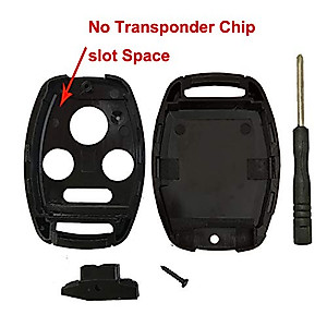Key Fob Shell Fits Honda 2003-2012 Accord / 2006-2013 Civic EX / 2009-2015 Pilot /2005-2006 CR-V Keyless Entry Remote Case Car Key Cover Accessories with Screwdriver & Keyring (3+1 Button, Black)