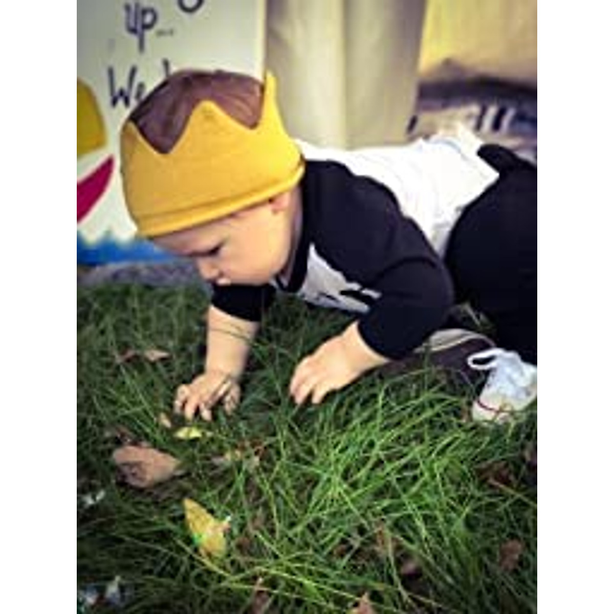 LDDCX Baby Birthday Party Crown Headband Hat, Knitted Hat Warm Beanie Cap.(LDZ28) (Yellow)