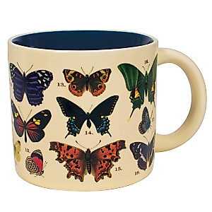 The Unemployed Philosophers Guild Butterfly Color Changing Heat Transforming Mug - Hot Coffee Reveals 18 Butterflies in Beautiful Colorful Detail, Comes in a Fun Box, 14oz.