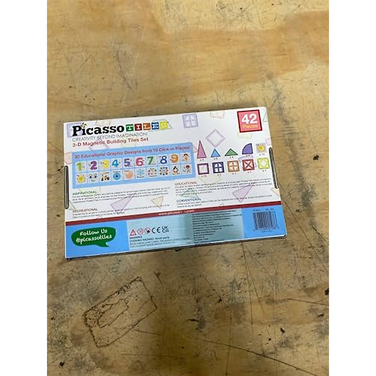 PicassoTiles Magnetic Building Blocks with Tiles and Click-in Educational Graphic Arts Magnet Construction Toy Set STEM Learning Playset Child Brain Development Stacking Playboard