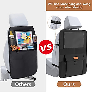 SMART ELF Backseat Car Organizer with iPad Holder + 6 Storage Pockets, Back Seat Protectors Kick Mats for Child Baby Kids, Premium Fabric with Sag Proof, Waterproof