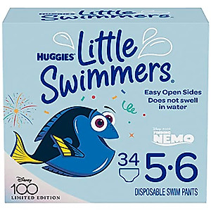 Huggies Little Swimmers Disposable Swim Diapers, Size 5-6 (32+ lbs), 34 Ct