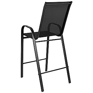 Flash Furniture 2 Pack Brazos Series Black Outdoor Barstool with Flex Comfort Material and Metal Frame