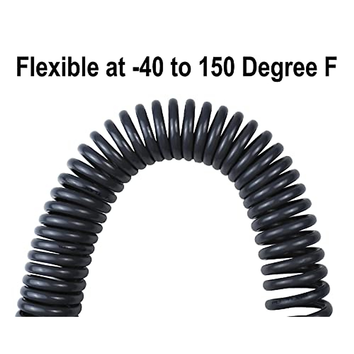 YOTOO Polyurethane Recoil Air Hose 3/8" Inner Diameter by 10' Long with Bend Restrictor, Repairable 1/4" Industrial Quick Coupler and Plug, Gray