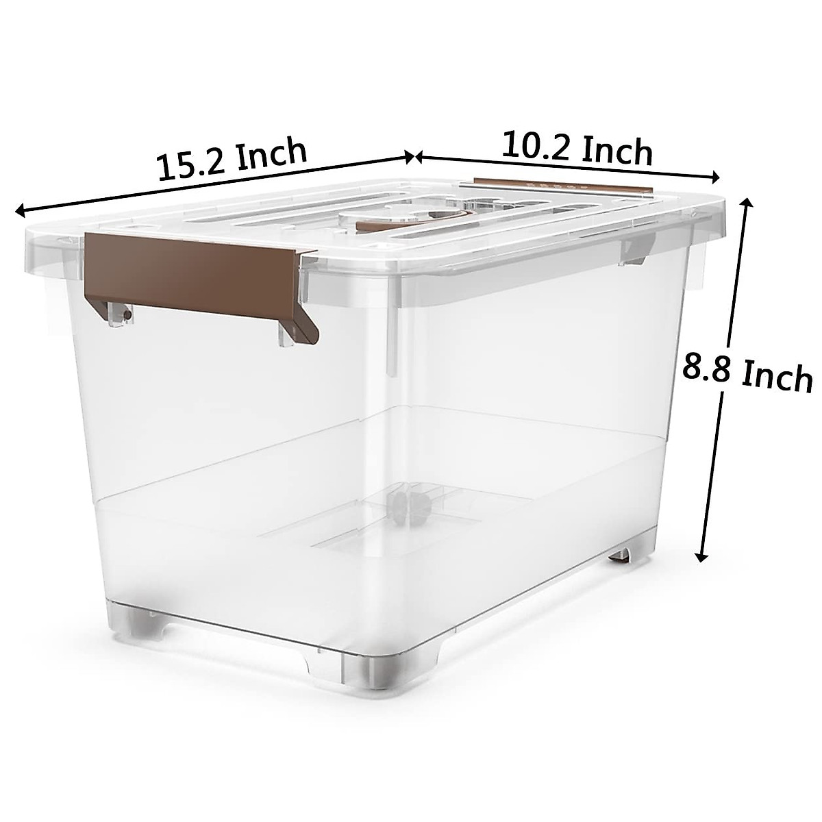 17 Quart Clear Storage Latch Box/Bin, 4-Pack Plastic Stackable Box Organization with Wheels Latching Handle and Lid