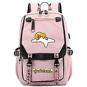 WANHONGYUE Gudetama Anime Backpack Laptop School Bag Student Bookbag Cosplay Daypack Rucksack Bag with USB Charging Port 1200/14