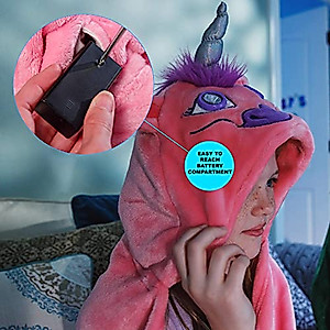 Bright Eyes Blanket 2023 Version Super Soft Blanket for Kids with LED Lights - Hooded Blanket, Robe, Comfy Throw Blanket, Unicorn; Warm Fuzzy Blanket, Animal Blanket, Machine Washable