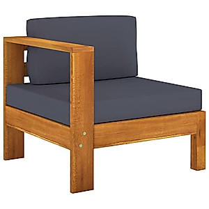 vidaXL Patio Lounge Set 7 Piece, Sectional Sofa for Outdoor Garden, Patio Furniture with Dark Gray Cushions, Coffee Table, Modern Style, Acacia Wood