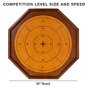 Tournament Crokinole & Checkers | Classic Dexterity Board Game for Two Players | 24 Black & White Discs & Game Board | 27 Inch
