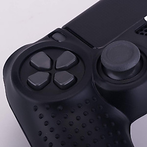 YoRHa Studded Dots Silicone Rubber Gel Customizing Cover for Sony PS4/slim/Pro Dualshock 4 Controller x 1(Black&White) with Pro Thumb Grips x 8