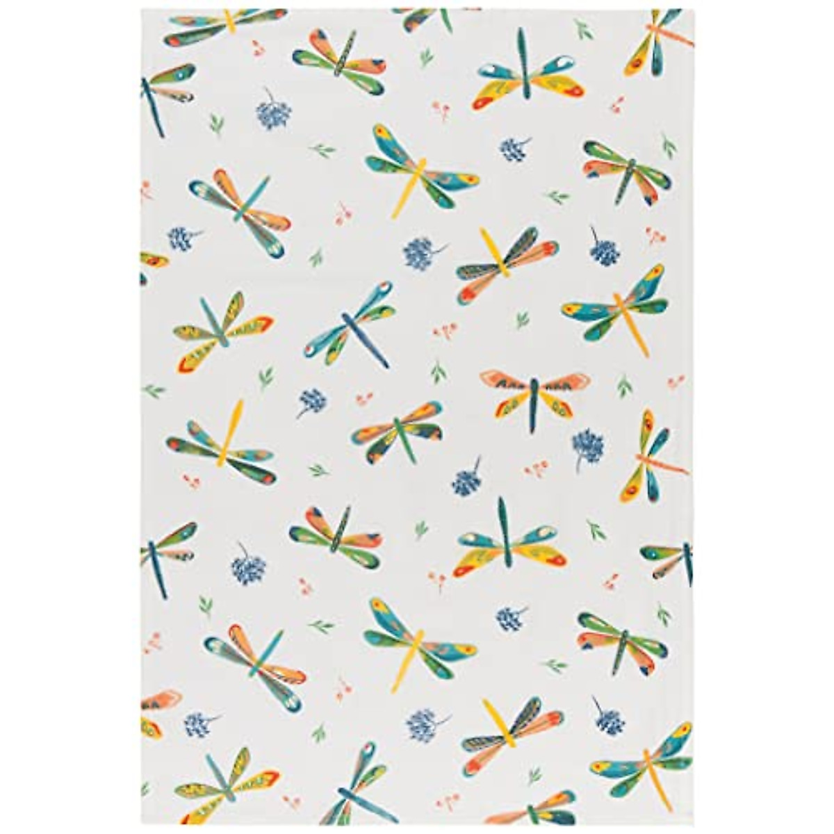 Now Designs Floursack Kitchen Towels Quick Dry Cotton Hand Towel Set, 3 Count, Dragonfly, 20 x 30 in