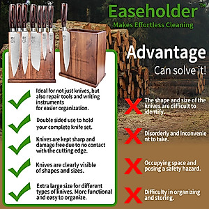 Easeholder Magnetic Knife Block without Knives, Double Side Magnetic Knife Holder Stand, Acacia Wood, Extra Large Capacity Magnet Knife Storage for Knives and Utensils, Kitchen Organizer Rack Tool