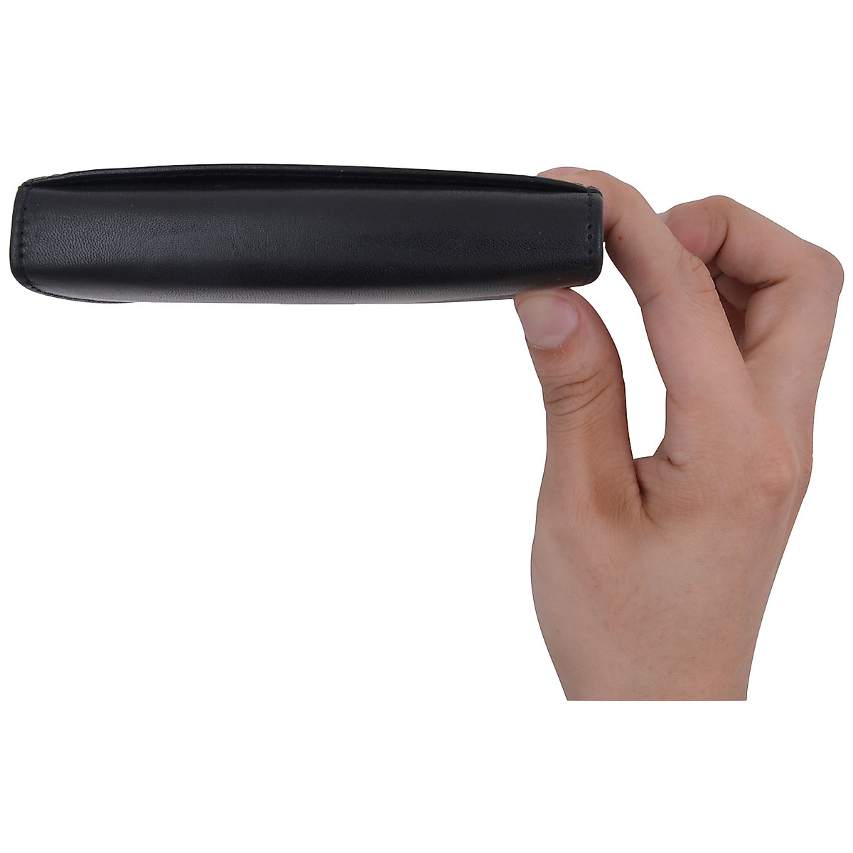 Women's Genuine Leather Compact Double ID Windows Credit Card Holder Wallet With Zippered Pocket by Moga (Black)