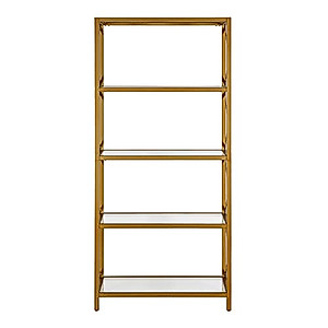 Celine 30'' Wide Rectangular Bookcase in Brushed Brass