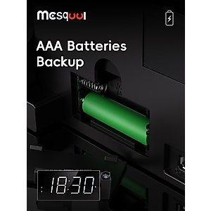 Projection Digital Alarm Clock with Bed Shaker for Bedroom, Extra Loud Alarm Clock for Heavy Sleeper, 180° Rotable Ceiling Projector Clock,2 Alarm,5 Dimmer Volume,USB Charger, Battery Backup,12/24H…
