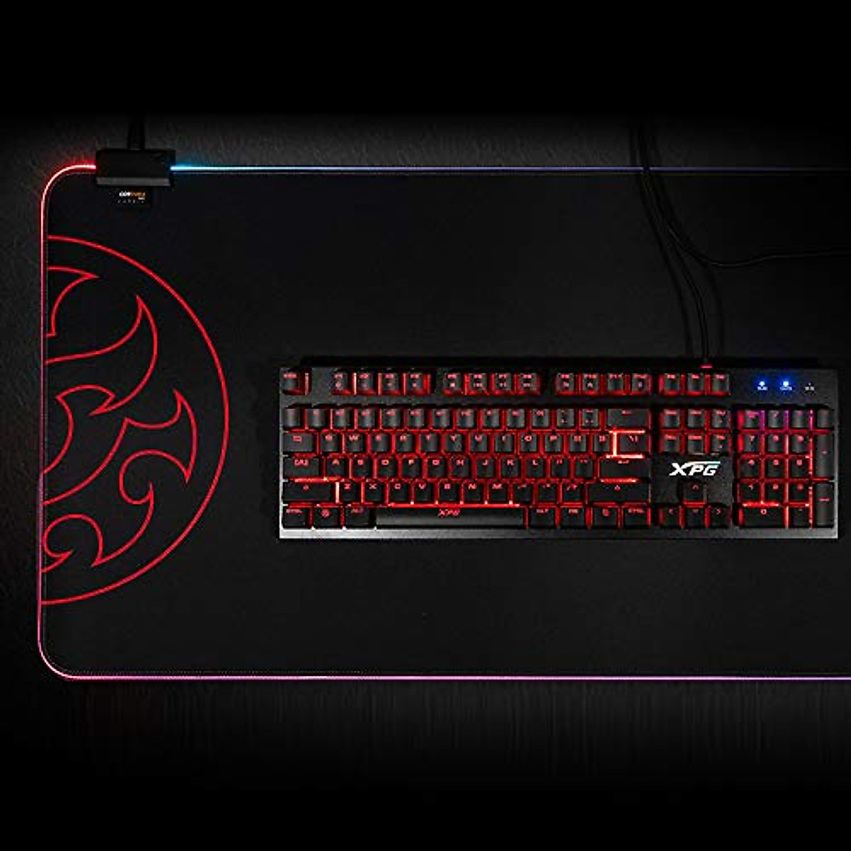 Adata XPG Battleground XL Prime Gaming Two Zone RGB Mouse Mat, 4mm Cordura, Anti-Slip Rubber Base, Micro-B USB Connector, 1.8m Cable, 5V Voltage, Two Year Warranty