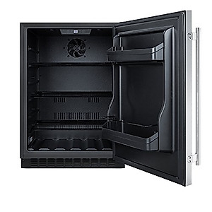 Summit AL54 ADA Height 24" Built-In Undercounter Refrigerator with Glass Shelves and Door Storage, Stainless Steel/Black