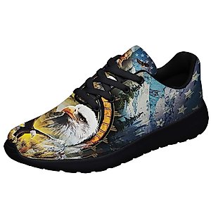 Native American Flag Pride Shoes for Men Women Running Sneakers Breathable Casual Sport Tennis Shoes Gift for Him Her Black Size 12