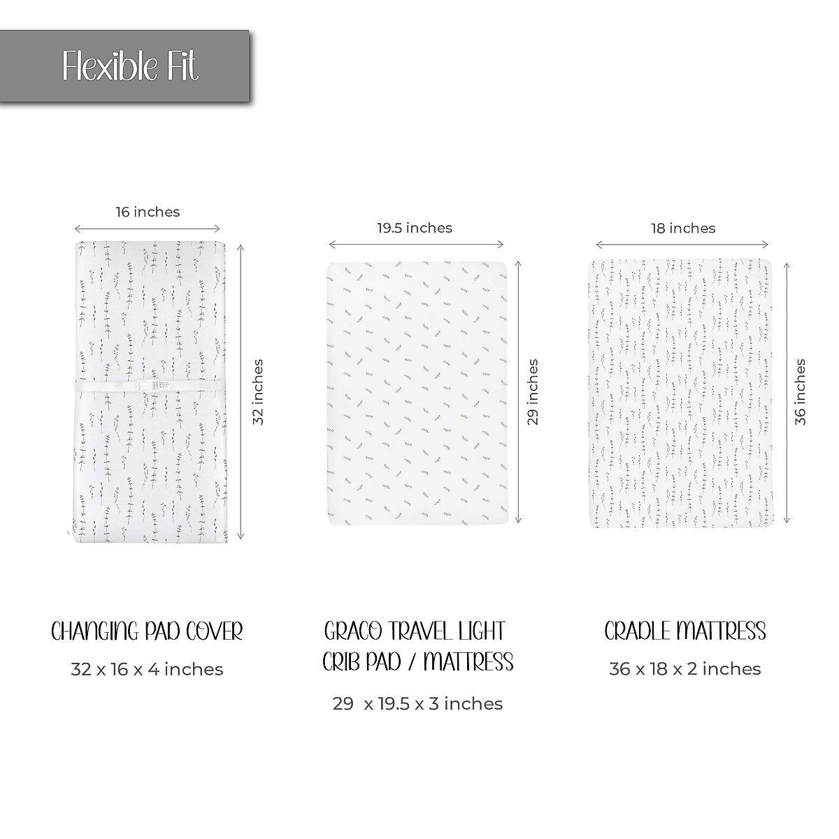 Changing Pad Cover 2 Pack - Baby Changing Pad Cover with 100% Jersey Cotton - Changing Pad Covers for Girls and Boys, Newborn Essentials (Forest Grey Leaf & Floral)