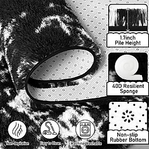 EVOIONOS Black White Tie-dye Rug for Living Room, 4x6 Ft Fluffy Shaggy Bedside Area Rugs for Bedroom, Plush Soft Indoor Floor Carpet for Kids Room Home Decor, Upgraded Non Slip Washable Aesthetic Rug