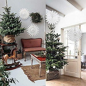 CHRORINE 16 Pcs Christmas Winter White Paper Snowflake Decorations, Christmas Snowflakes Hanging Decoration, Frozen Birthday Party Supplies Winter Wonderland Party Decorations (Mixed 7.8"-20")