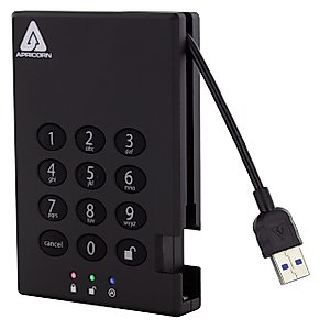 Apricorn 500GB Aegis Padlock USB 3.0 256-bit AES XTS Hardware Encrypted Portable External Hard Drive (A25-3PL256-500)