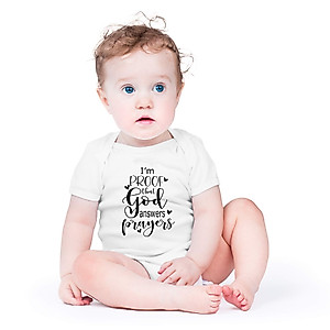 AW Fashions I'm Proof That God Answers Prayers Baby Bodysuit Cute Newborn Boy Funny Rompers Girl Clothes (Newborn, White)