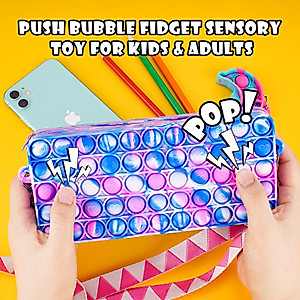NiToy Push Pop Bubble Purse Fidget Sensory Toy+Dolphin Pop Keychain for Girls, Multicolor Popper Crossbody Shoulder Zipper Handbag Adjustable Belt Cosmetic Travel Case Storage