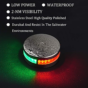 Young Marine 2-NM Deck Mount, Stainless Steel, Bi-Color Bow Light Red and Green LED for Boat Pontoon Yacht Skeeter, DC 10-30V
