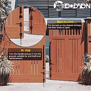 18 Inch Cane Bolt Gate Drop Rod Heavy Duty Gate Hardware, Gate Ground Latch for Wooden Fences, Metal Gates Doors Stopper for Gate Ground, Wrought Iron Gate Latches, Black Finish(1 Pack)