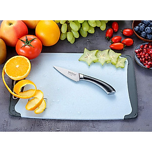WELLSTAR Paring Knife, 3.5 Inch Fine Edge Fruit Peeling Knife with Super Sharp German Stainless Steel Forged Blade and Full Tang Handle, C-Style Series