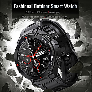 Sqeffort Sports Smart Watch for Men, Waterproof Fitness Tracker SmartWatch with Heart Rate Monitor/Blood Pressure/SpO2 Monitor Sport Running Watch for Android and iOS (Black)