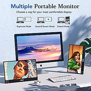 KUMK 4K Portable Monitor 13.3" 3840x2160 UHD USB-C Laptop Monitor with Kickstand & Carrying Bag, Eye Care Screen HDR Speakers FreeSync External Gaming Monitor for Mac PC Phone Xbox Switch PS5/4, Black