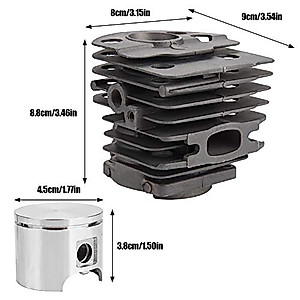 Chainsaw Cylinder Piston Kit for Husqvarna 50,51,55, Replacement Parts with Circlip, Piston Ring Pin, Spark Plug, Pressure Relief Valve, Piston Needle Roller