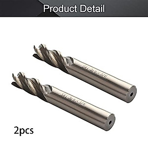 Utoolmart 3/8" Cutting HSSAL Spiral Drill Bit Straight End Mill Cutter 4 Flute with 3/8" Shank 2pcs