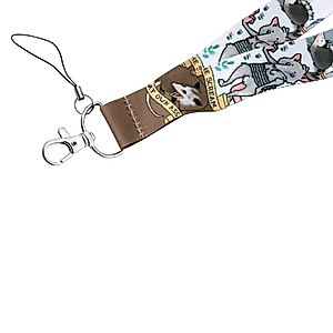 WSNANG Opossum Lovers Gifts Opossum ID Holder Keychain for Women Men Wildlife Rescue Gift Opossum Mom Gift (Opossum ID)