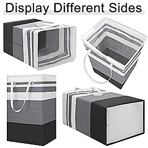 6 Pieces 75 L Laundry Hamper Freestanding Large Laundry Basket Organizer Waterproof Collapsible Tall Clothes Hamper Storage Basket with Easy Carry Handles for Dorm Room Bedroom Towels, Gradient Grey