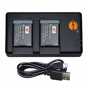 DSTE Replacement for 2X NB-13L Battery + Rapid Dual Charger + Micro USB Cable for Canon PowerShot G5X G7X G9X G7 X Mark II G9X Mark II SX620 HS SX720 HS SX730 HS Camera