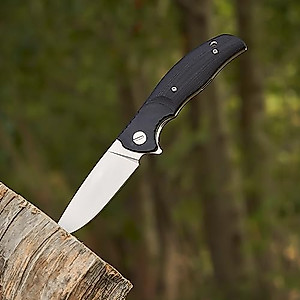 Pocket Knife - Black Folding Knofe with G10 Handle - 9CR18MOV Stainless Steel - Multipurpose Work Jack Tactical Knives - Best for EDC Camping Fishing Hiking Hunting - Cool Gifts for Men S-22