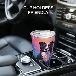 Border Collie Dog Tumbler with Lid - 20 oz Stainless Steel Vacuum Cup for Coffee, Water, and Travel - Leakproof for Home, Office, and School