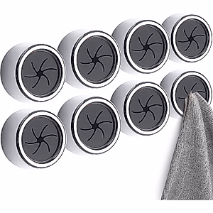 Eiqer 8 Pack Kitchen Towel Holder, Self Adhesive Wall Dish Towel Hook, Round Wall Mount Towel Holder for Bathroom, Kitchen and Home, Wall, Cabinet, Garage, No Drilling Required