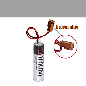 5-Pack ER6V/3.6V 2400mAh PLC Lithium Battery, ER6VC119A/ER6VC119B with Brown Plug for M64 System