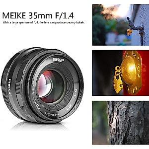 MEIKE MK-35mm F/1.4 Manual Focus Large Aperture Lens Compatible with Olympus Panasonic Micro Four Thirds M4/3 System Mirrorless Camera