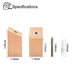 BGHEOUYV 6 Pack Wood Wall Hooks, Coat Hooks Wall Mounted Hooks for Hanging, 6 Hat Hooks with 6 Screws, Wooden Wall Hooks for Hanging Hat, Coat, Towels, Bags, Keys, Clothes (Beech Wood)