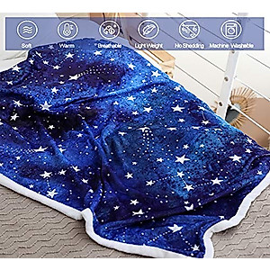 Stars Fleece Throw Blanket, Jewel Blue Starry Sky Plush Throw Blanket Love Gifts Blanket for Women Super Soft Bed Sofa Chair Throw for Kids and Adults (47" x 60")